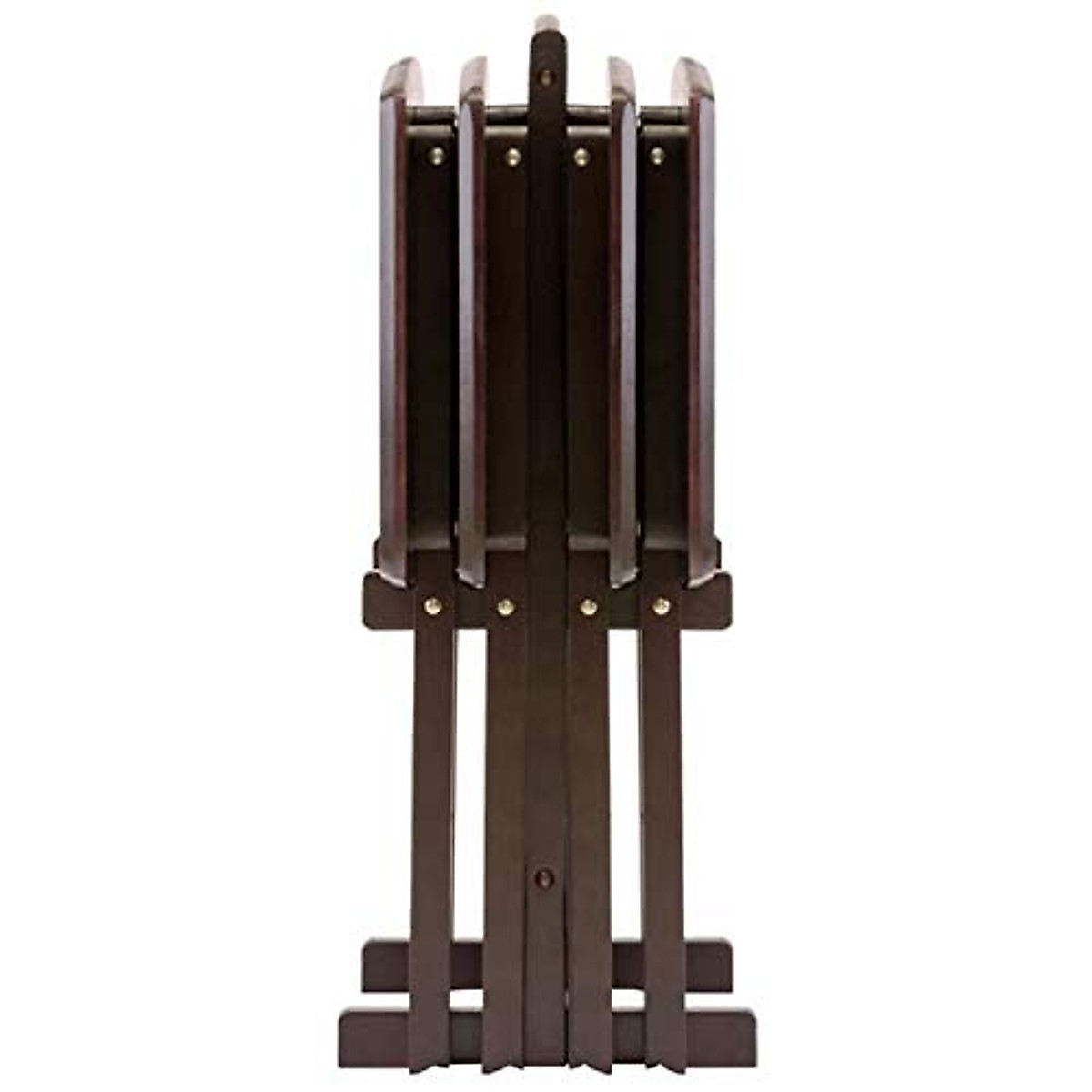 Ergode Wood Dylan 5-Piece Snack Table Set - Solid Wood, Foldable, Spacious Tops, Espresso Finish, Includes Storage Stand, Ideal for TV Meals and Appetizers, Minimal Assembly Stand