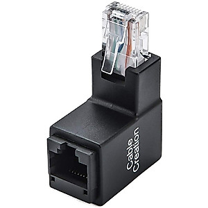 CableCreation 2 Pack Ethernet Adapter, Cat5e/Cat6 Up Angle Ethernet Adapter, 90 Degree and 270 Degree RJ45/8P8C Ethernet Female to RJ45/8P8C Male Adapter