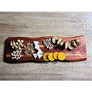 Mountain Woods Brown Hand Crafted Live Edge Acacia Cutting Board/Serving Tray | Cheese Board | Chopping board | Charcuterie board | Butcher Block - 27" x 9" x 0.75"