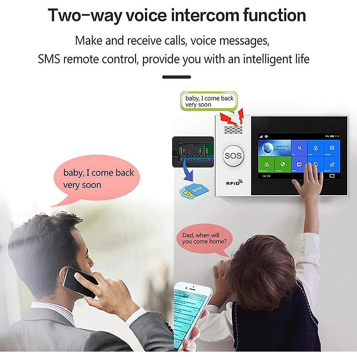 Touch Screen Alarm System for Whole House Security, WiFi Wireless Home Alarm 20 Piece Kit with Siren, PIR Motion Sensor, Remote Controls, Window/Door Sensor,Support SMS Push