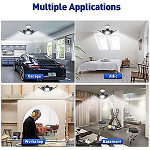 RGZZUP LED Garage Lights,160W Deformable Garage Lights 16000Lumens Adjustable LED Garage Lighting,E26 Super Bright LED Garage Light 6000k Nature Light for Garage,Office,Warehouse (6 Pack)