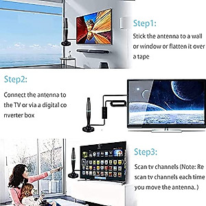 TV Antenna for Smart TV Amplified HDTV Indoor Digital Antenna Long Range TV Antenna Support 4K 1080p Fire Stick All Television Outdoor Smart TV Antenna TV