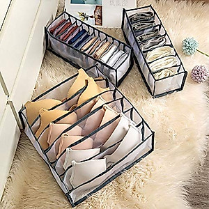 3 pack Underwear Organizer Drawer Divider , Home Foldable Underwear Socks Closet Storage Box (Gary)