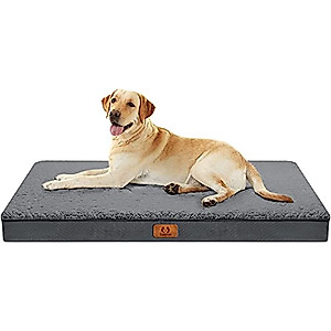 CozyLux Dog Bed for Large Dogs, Big Orthopedic Egg Crate Foam Dog Pad with Removable Washable Cover, Pet Bed Mat Suitable for Dogs Up to 65lbs (35 x 22 x 3 inch, Dark Grey)