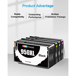 (12 Pack) GPC Image Remanufactured Ink Cartridge Replacement for HP 950XL 951XL 950 951 use for OfficeJet Pro 8600 8610 8615 8100 8620 8630 8640 8625 271dw 276dw Printer(Black, Cyan, Magenta, Yellow)