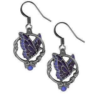 Butterfly Dangle Earrings Cast In Zinc, Lead Free & Hypoallergenic