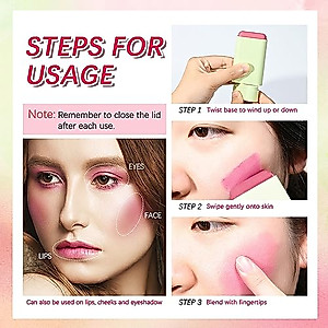 Multi-Use Cream Blush Stick, Blush Cheek Stick Tinted Moisture Stick Solid Moisturizer Stick, Waterproof Blusher and Shadow Lips for Cheek Makeup (shy pink, 1pcs)