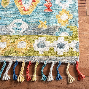 SAFAVIEH Aspen Collection Accent Rug - 4' x 6', Grey & Red, Handmade Boho Diamond Braided Tassel Wool, Ideal for High Traffic Areas in Entryway, Living Room, Bedroom (APN119F)