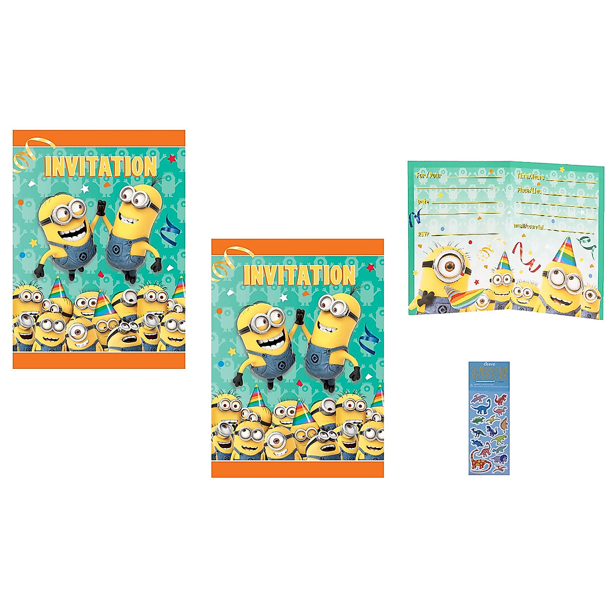 Unique Despicable Me Birthday Party Supplies Bundle Pack includes Party Invitations with Envelopes - 16 Count