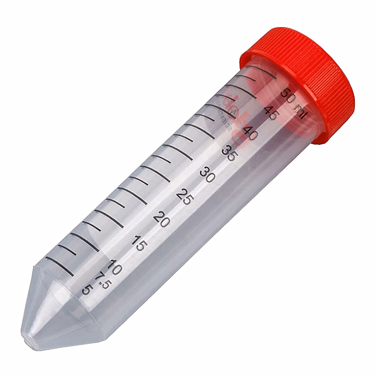 Globe Scientific 6297 Diamond MAX Polypropylene Centrifuge Tube with Red Flat Top Screw Cap, 50ml Capacity, Printed Graduations, Sterile, Certified, Re-Sealable Bag, Pack of 500