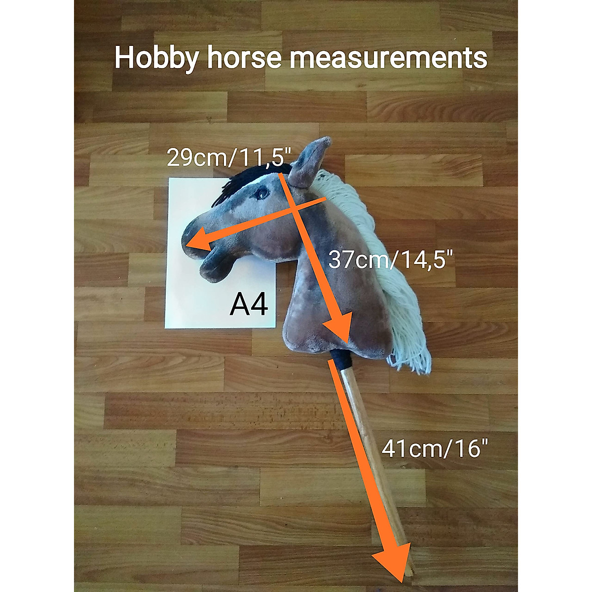 Brown Hobby horse on a stick with bridle Handmade stick horse for children