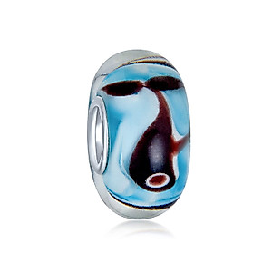 Bling Jewelry Nautical Whale Ocean Murano Glass .925 Sterling Silver Core Spacer Bead Fits European Charm Bracelet For Women For Teen