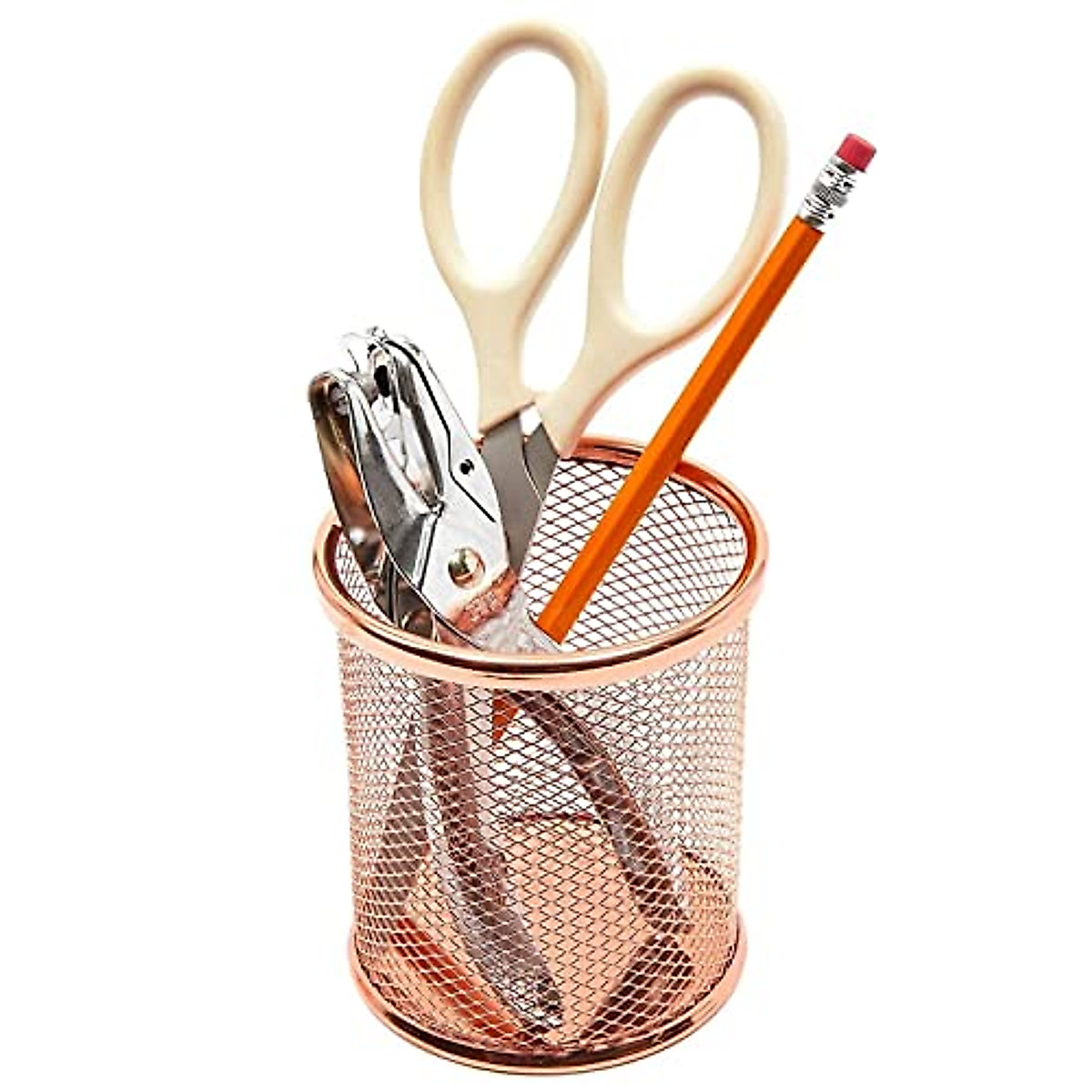 Rose Gold Desk Organizer Set for Home and Office Supplies, Accessories with Pen, Pencil, Business Card, Note, and Clip Holders