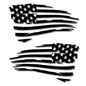 Road Rage Premium Vehicle Decals - Patriotic American Waving Flag Sticker 2 Pack- Car, Truck, Computer, Wall - White or Black 6 Year Premium Outdoor Vinyl (11x6 inch, Black)
