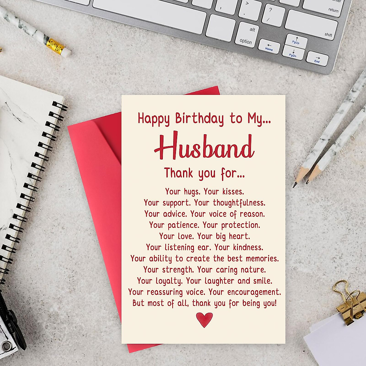 Romantic Birthday Card Gift for Husband, Unique Husband Birthday Card from Wife, Thank You Husband Bday Card, Happy Birthday To My Husband