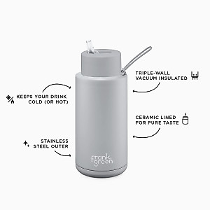 frank green Ceramic Reusable Bottle with Straw Lid, 34oz Capacity (Midnight)