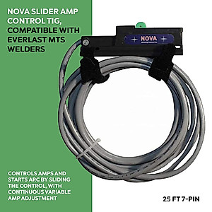 NOVA Slider Amp Control TIG, Compatible with Everlast MTS Welders, 7-pin male plug, 25ft
