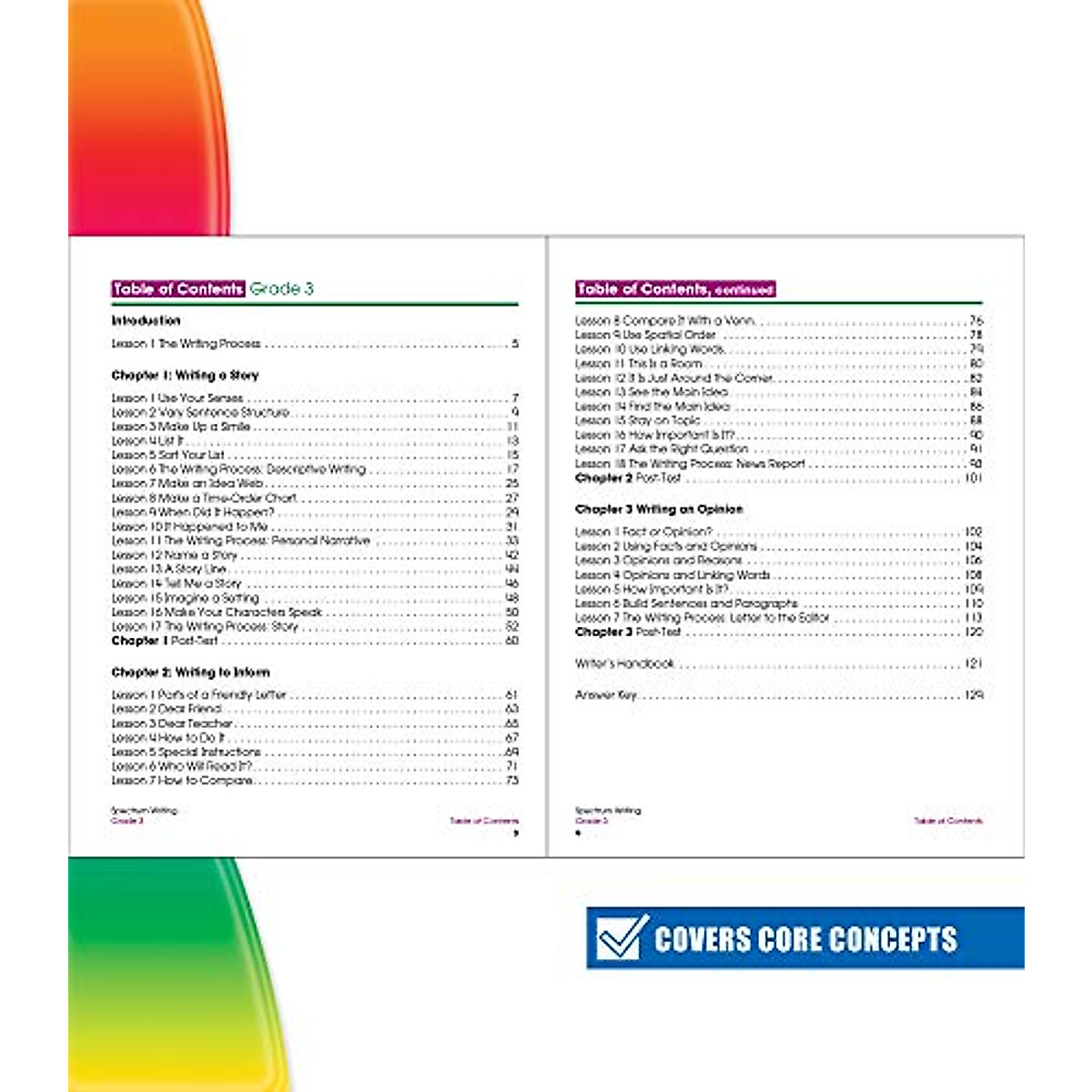 Spectrum Writing Grade 3, Ages 8 to 9, 3rd Grade Writing Workbook, Informative, Opinion, News Report, Letter, and Story Writing Prompts, Writing Practice for Kids - 136 Pages