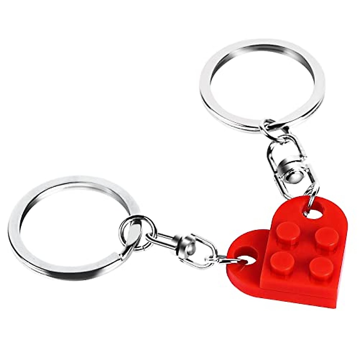 Meyerascal Red Heart Keychain Set for Couples, Brick Heart Keychain for Boyfriend Girlfriend, 2 Pcs Matching Heart Colorful Keychains.(Red)