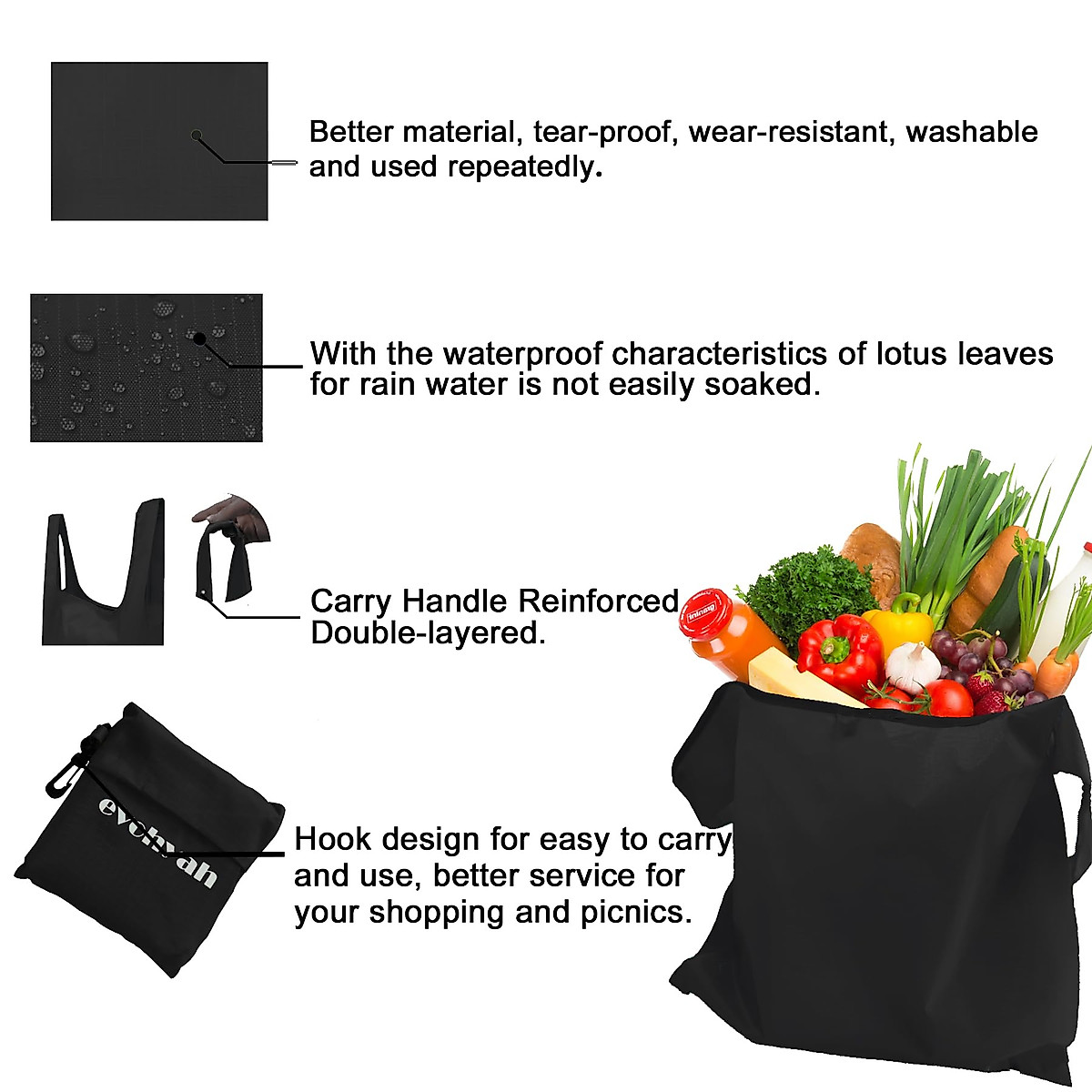 2 Pcs Evohyah Shopping Bags Reusable Grocery Tote Bags Kitchen Reusable Grocery Bags S-XLarge 50LBS Ripstop Geometric Fashion Recycling Bags Folding Storage Bag Machine Washable Nylon Bags