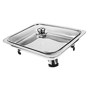 Cabilock 2pcs Steel Buffet Square Tray Salad Servers Square Dinner Plates Grill Serving Platters Chafing Buffet Set Chafing Pans Rectangular Buffet Serving Plate Serving Dish Buffet Pans