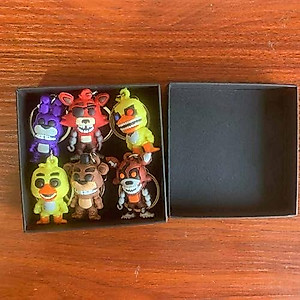 Giftbox 6PCS–size:1.6"x1.2"/each|Keychain Freddy,Foxy Key Chain,Figures Keychain,Fnaf Easter,Fnaf Plush Keychain,Fnaf Foxy Keychain,Keychain–Accessory