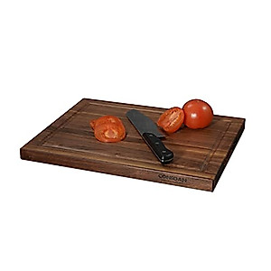 CONSDAN Black Walnut Butcher Block Cutting Board with Invisible Inner Handles, USA Grown Hardwood, 1" Thick, 16" L x 12" W