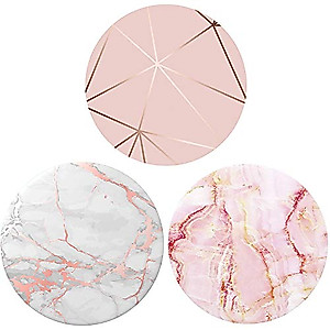 Mount and Stand for Smartphones and Tablets 3 Pack - Marble Rose Gold Geometric White Pink