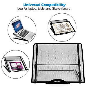 IMAGE Large Version Stand Ventilated Adjustable Light Box Laptop Pad Stand, Multifunction(12 Angles) Skidding Prevented Tracing Holder for AGPtek/Huion A3 A4 LED Tracing Light Pad & Diamond Painting