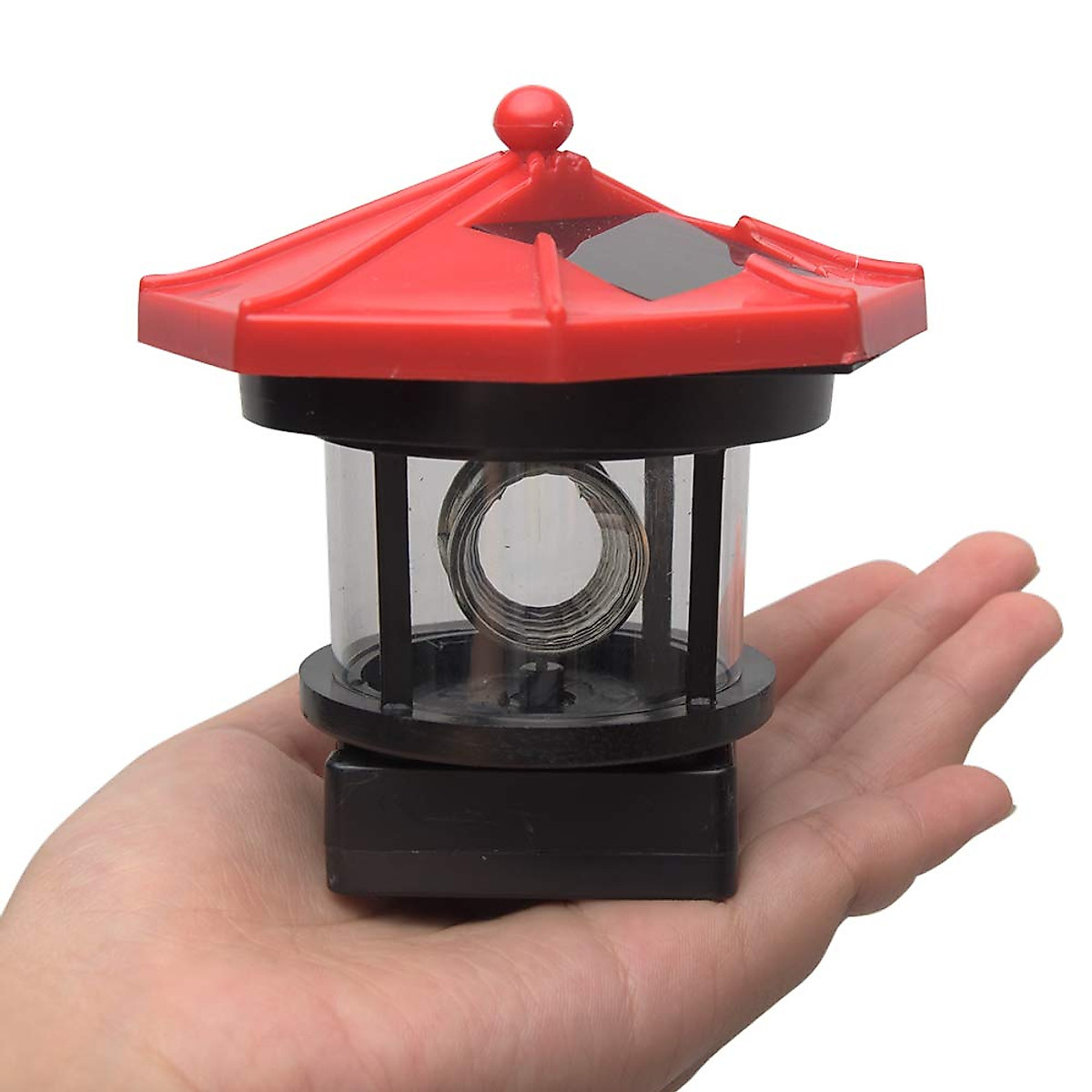 PXRJE Solar Lighthouse，LED Solar Powered Lighthouse，IP65 Waterproof LED Solar Hanging Lamp，360 Degree Rotatable Outdoor Solar Light，Suitable for use in courtyards, lawns, etc(Red,3.74inch)