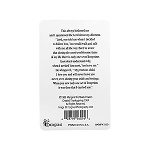 Footprints Poem Golden Brown Beach 4 x 3 Cardstock Prayer Card Pack of 12