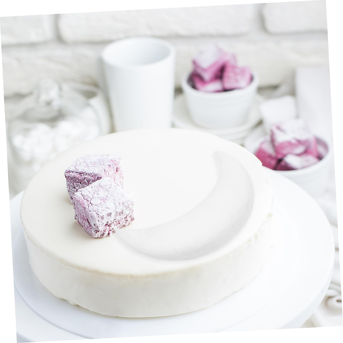 Abaodam Moon Cake Embryo Cake Turntable for Decorating Fake Cake Model Cake Practice Dummy Multitools Faux Wedding Cake Wedding Cake Stand Cake DIY Model Crafts Blank Child White Foam