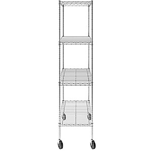 SafeRacks NSF Certified Storage Shelves, Heavy Duty Steel Wire Shelving Unit with Wheels and Adjustable Feet, Used as Pantry Shelf, Garage or Bakers Rack Kitchen Shelving - (18"x48"x72" 4-Tier)