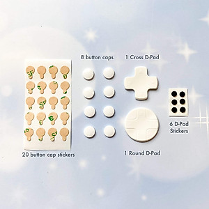 BelugaDesign Pastel Button Caps and D-Pad | Compatible With Nintendo Switch Standard OLED Joy-Con Controller Covers | Directional & A/B/X/Y Buttons - White