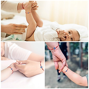 PPJew 7 Knots Evil Eye Bracelet Kabbalah Red String Bracelets Mommy and Me Bracelet Set Protection Amulet for Boys & Girls Daughter Mother Women Family