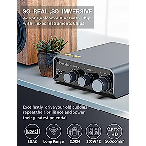 Lavaudio DS300 Bluetooth 5.1 Amplifier Receiver Home Stereo System Components - Mini Hi-Fi Class D Integrated Amp 2 Channel 100W×2 for Home Theater Audio