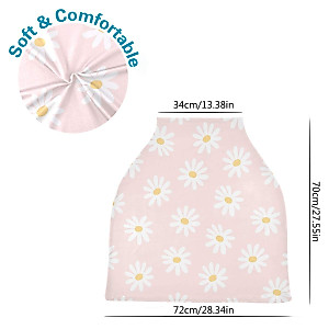Stretchy Baby Car Seat Canopy - Daisy Flowers Infant Stroller Cover Multi Use Carseat Canopy Nursing Cover for Girl