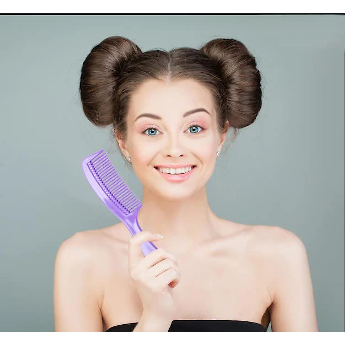 LUXXII - (6 Pack) 8" Colorful Styling Essentials Round Handle Comb and (1 Pack) 5" Favorict Pocket Comb (A)