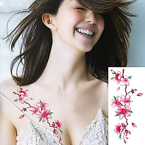 Flower Temporary Tattoos for Women Adults 3D Butterfly Rose Tattoo Sexy Fake Tattoo Stickers Waterproof Body Art Temp Tattoo Paper Colored Floral Lily Lotus Peony Festival Makeup Tattoo 12 Sheets