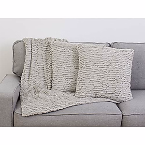 Thro by Marlo Lorenz Throw Pillow and Blanket, Light Gray