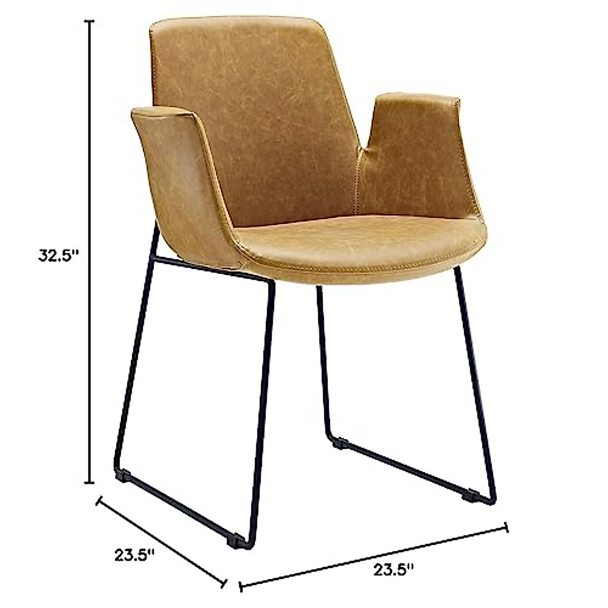 Modway Aloft Faux Leather Modern Farmhouse Kitchen and Dining Room Chair in Tan