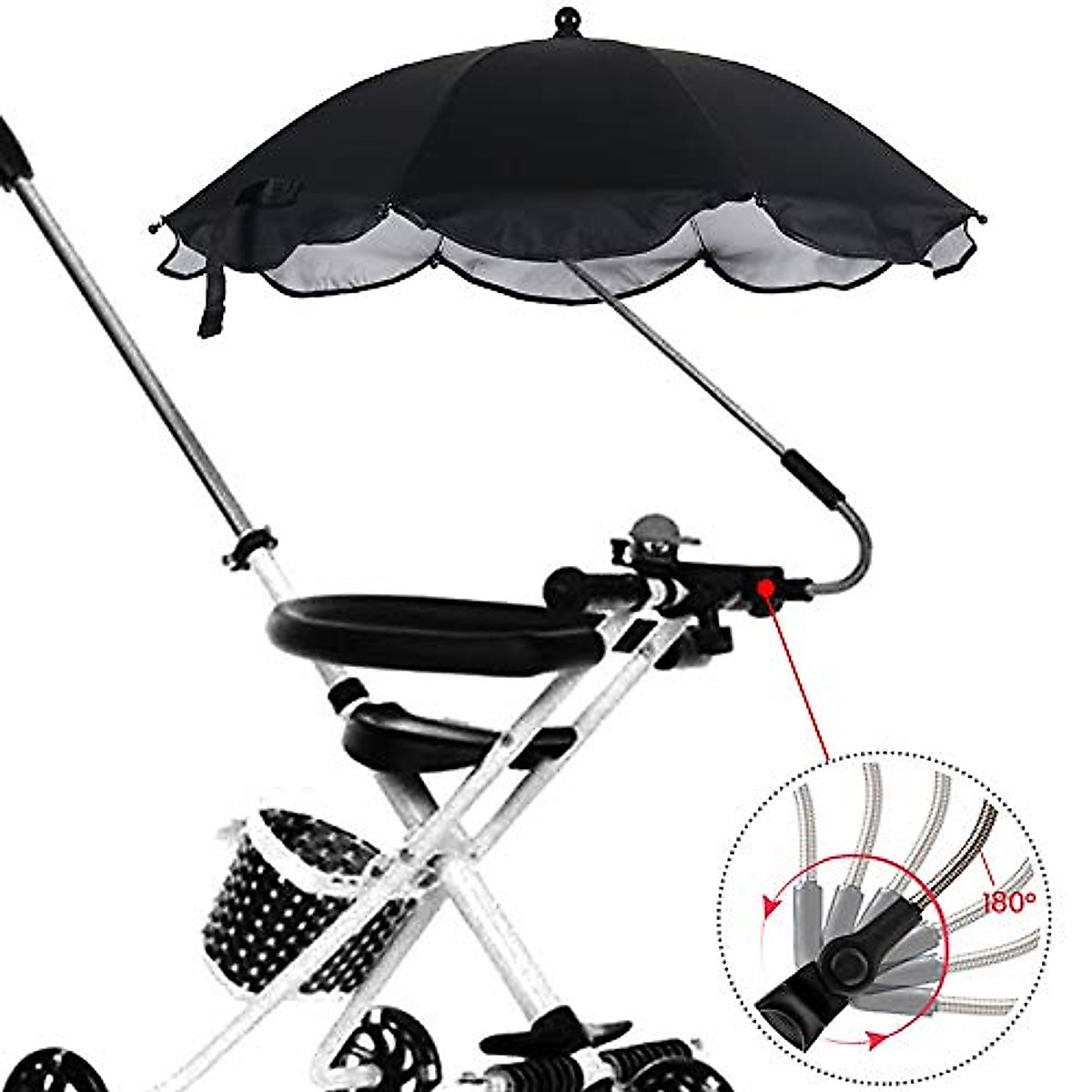 Sanmenxiadongjun Baby Comfort Universal Stroller Umbrella Anti UV 50 +, Universal Stroller Umbrella with Adjustable Arm, Folding Stroller Parasol for Outdoor Beach Outdoor Garden
