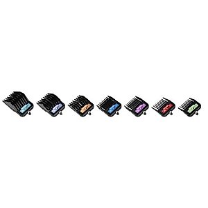 Andis 33655 Premium Clip Animal Comb Set – Built with Plastic, Includes 7 Color Coded Combs of Different Sizes, Metal Clip to Attach Comb - Fits Ultra Edge & Ceramic Edge Blades, Multicolor