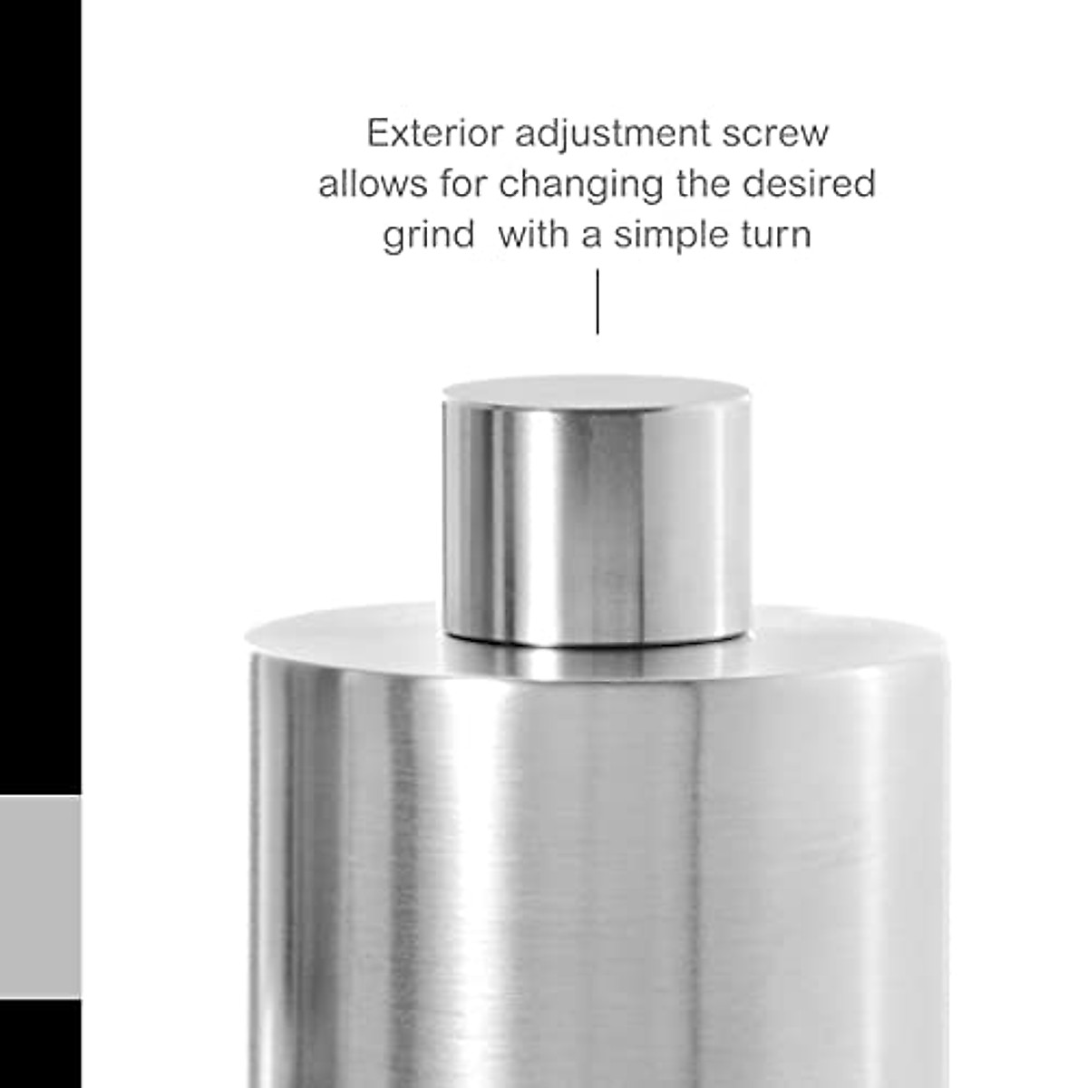 Adhoc Classic Medium Pepper or Salt Mill - Acrylic Salt & Pepper Grinders with Grinder Closing Mechanism - Refillable Spice Tool - Hand Wash Kitchen Gadget - Stainless Steel