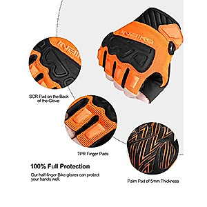 INBIKE Cycling Bike Gloves Padded Half Finger Bicycle Gloves Shock-Absorbing Anti-Slip Breathable MTB Road Biking Gloves for Men/Women