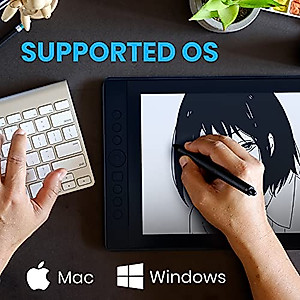 SereneLife Graphic Tablet with Passive Pen - 15.6" Full-Laminated Technology Art Monitor w/ 8192 Pressure Levels Battery-Free Stylus - Digital Drawing, Online Teaching, Design - for Windows OS