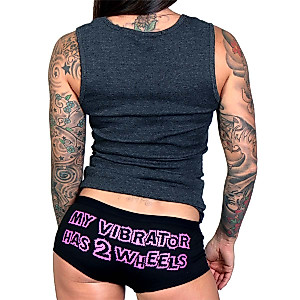 Hot Leathers Women's My Vibrator Has Two Wheels Boy Shorts (Multicolor, X-Large)