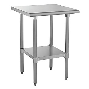 Kratos Stainless Steel Kitchen Prep Table 24" Dx24 W with Undershelf, NSF Worktable for Restaurants - 18ga/430SS (28W-062)