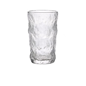 Drop-proof glacier pattern embossed glass frosted rock cups minimalist wind high value cold drinks juice beer glasses transparent crystal cups suitable for home office restaurant picnic (5.4in*3in)