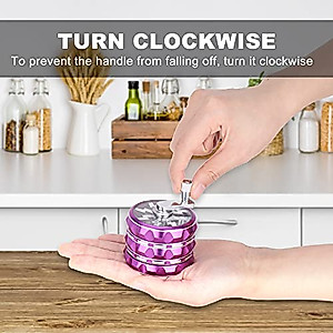 2.5" Hand Crank Aluminium Grinder with Clear Top, Purple and Silver